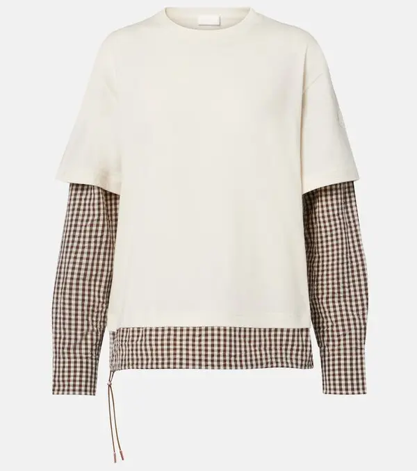Moncler Checked Cotton Jersey T-shirt - White