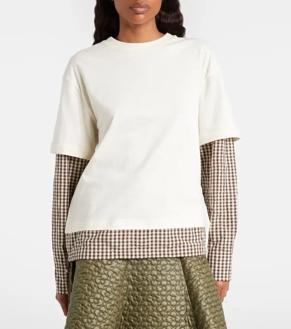 Moncler Checked Cotton Jersey T-shirt - White