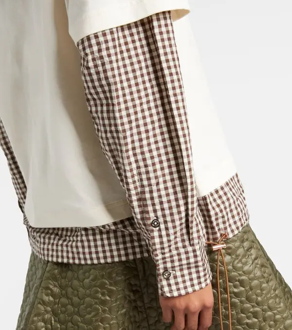 Moncler Checked Cotton Jersey T-shirt - White