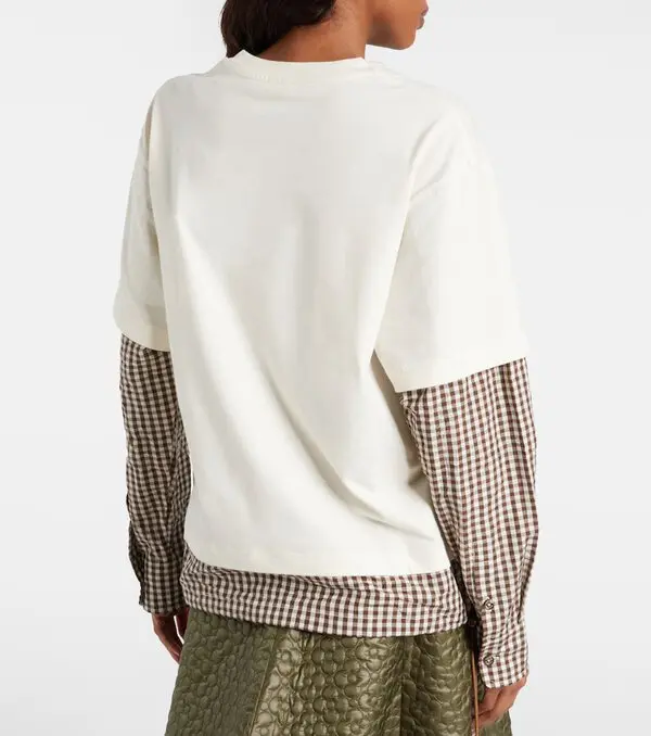 Moncler Checked Cotton Jersey T-shirt - White