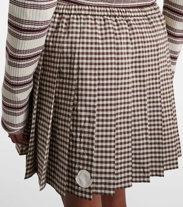 Moncler Gingham Pleated Mini Skirt - Brown