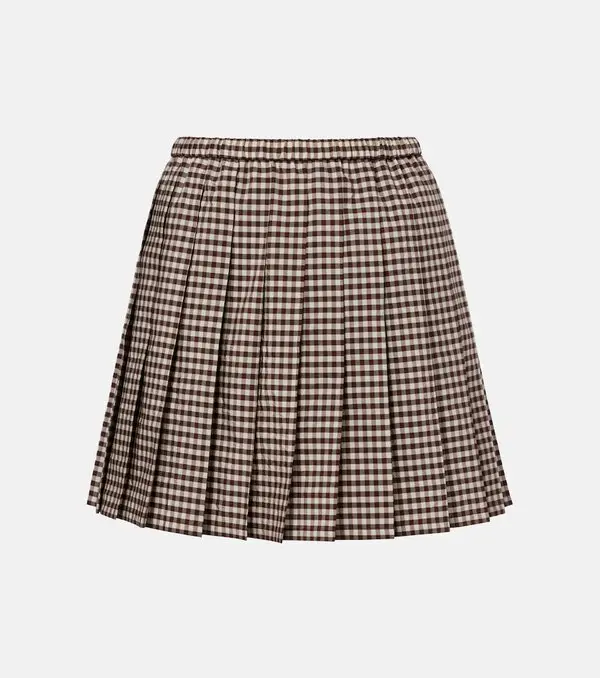 Moncler Gingham Pleated Mini Skirt - Brown