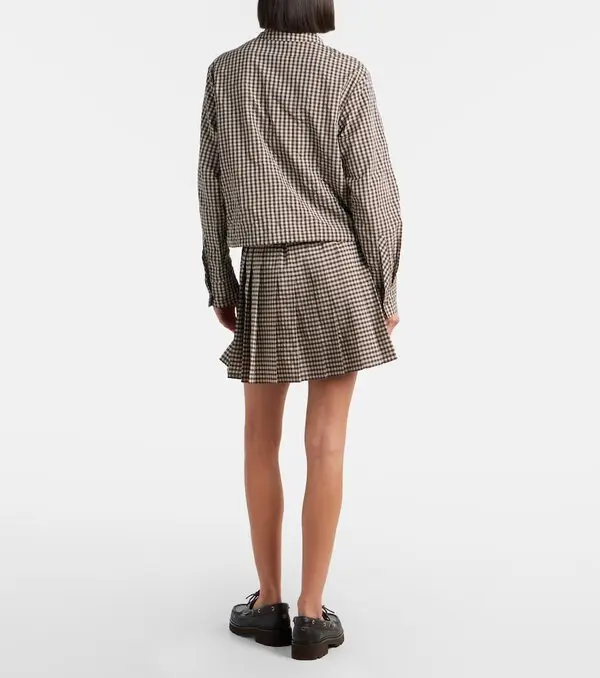 Moncler Gingham Pleated Mini Skirt - Brown