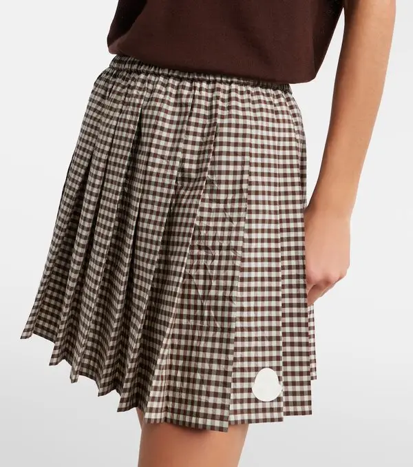 Moncler Gingham Pleated Mini Skirt - Brown