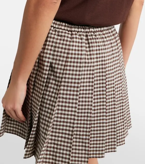 Moncler Gingham Pleated Mini Skirt - Brown