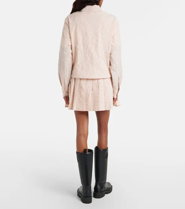 Moncler Checked Pleated Cotton-blend Miniskirt - White