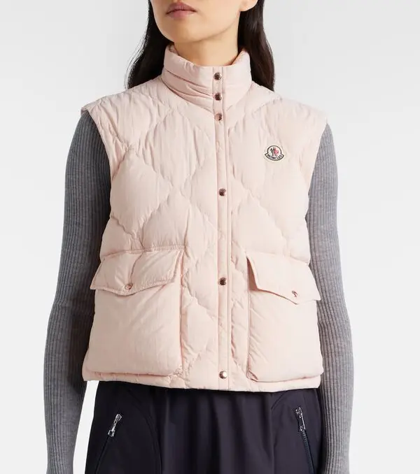 Moncler Biois Quilted Down Vest - Pink