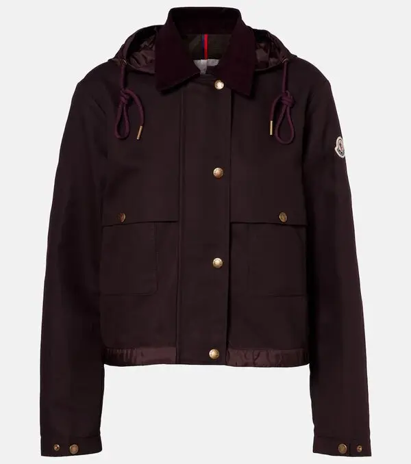 Moncler Aconitum Cotton And Linen-blend Jacket - Burgundy