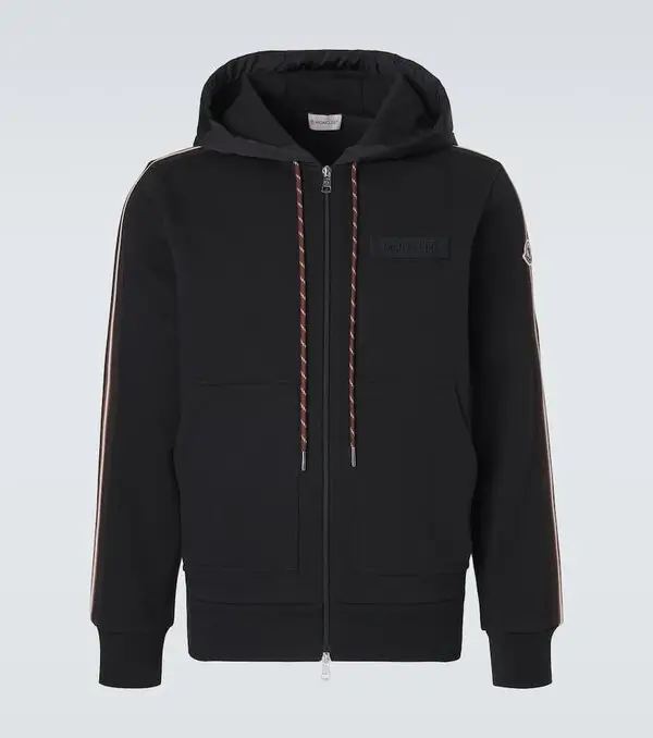Moncler Cotton Zip-up Hoodie - Black