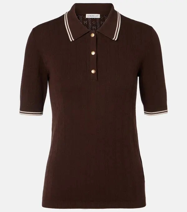 Moncler Cotton Polo Sweater - Brown