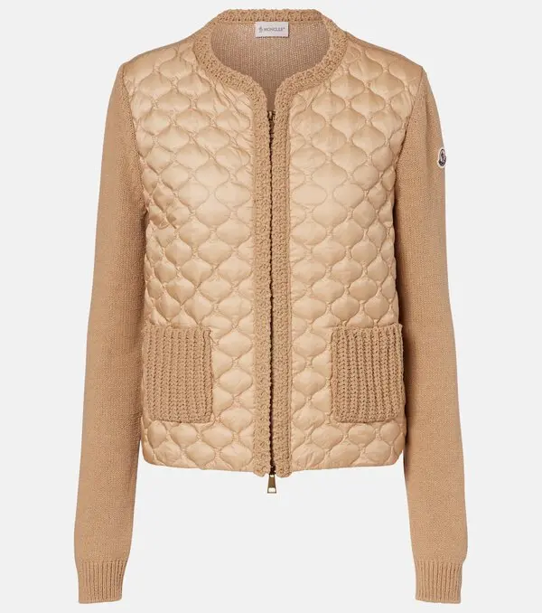 Moncler Down-paneled Cardigan - Beige