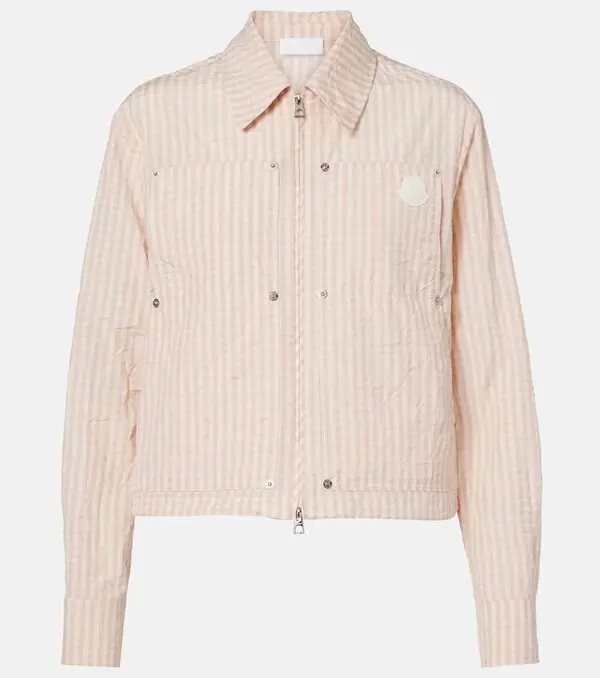 Moncler Gingham Cotton-blend Jacket - Pink