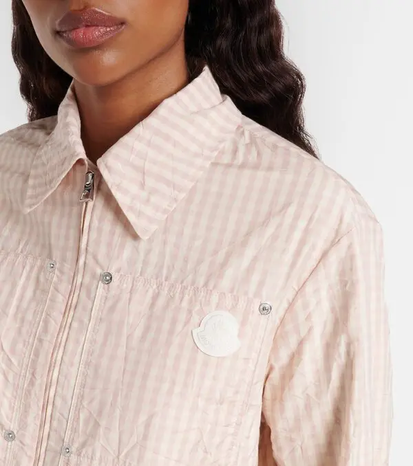 Moncler Gingham Cotton-blend Jacket - Pink