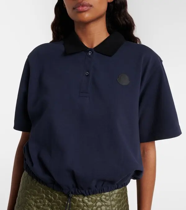 Moncler Cotton Piqué Polo Shirt - Blue