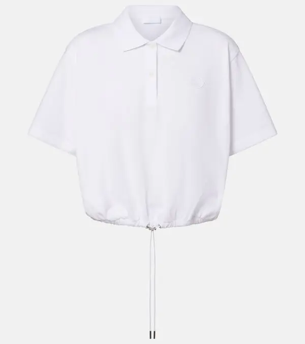 Moncler Cotton Piqué Polo Shirt With Drawstring Waist - White