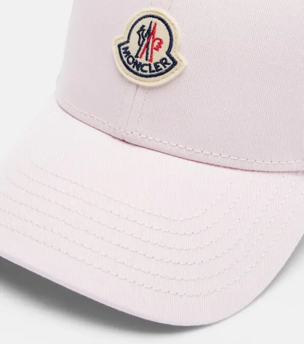 Moncler Logo Cotton Gabardine Baseball Cap - Pink