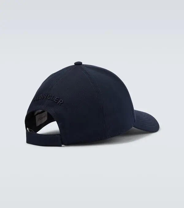 Moncler Logo Cotton Gabardine Baseball Cap - Blue