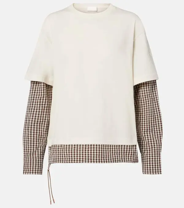 Moncler Checked Cotton Jersey T-shirt - White