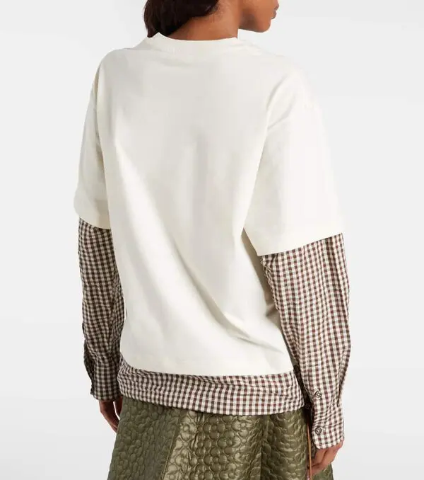Moncler Checked Cotton Jersey T-shirt - White