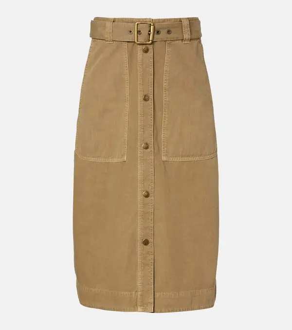 Moncler Belted Denim Midi Skirt