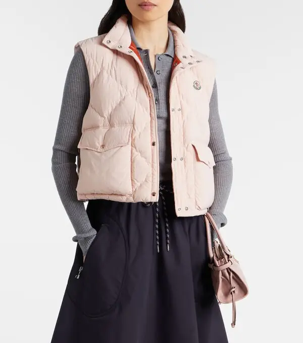 Moncler Biois Quilted Down Vest - Pink