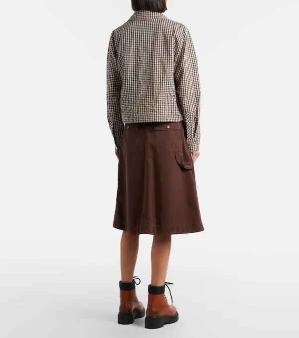 Moncler Belted Denim Midi Skirt - Brown