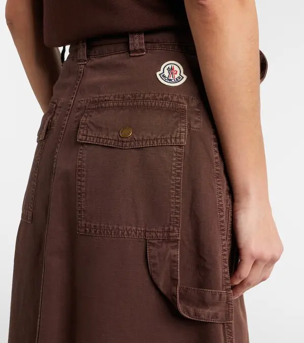 Moncler Belted Denim Midi Skirt - Brown