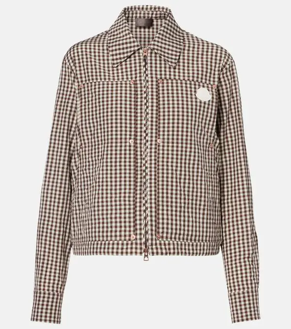 Moncler Checked Cotton-blend Jacket - Brown