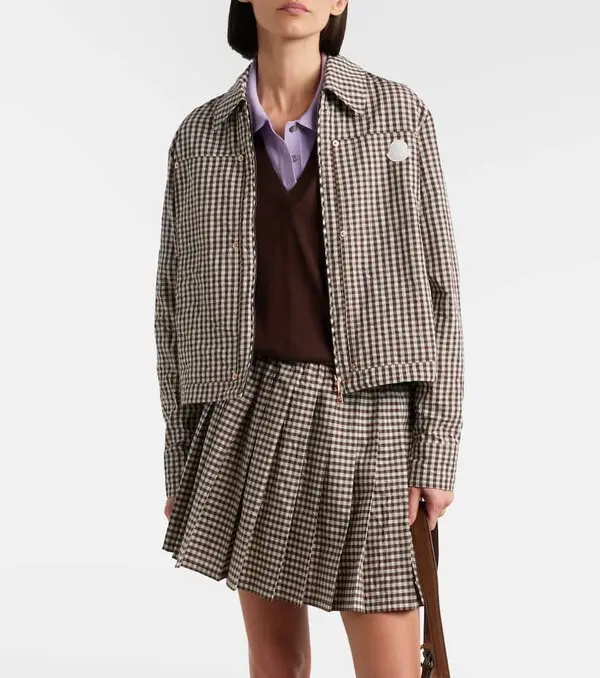 Moncler Checked Cotton-blend Jacket - Brown