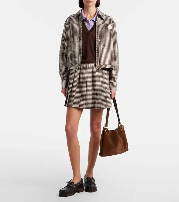 Moncler Checked Cotton-blend Jacket - Brown