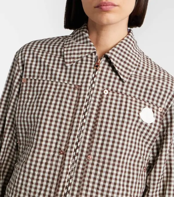 Moncler Checked Cotton-blend Jacket - Brown