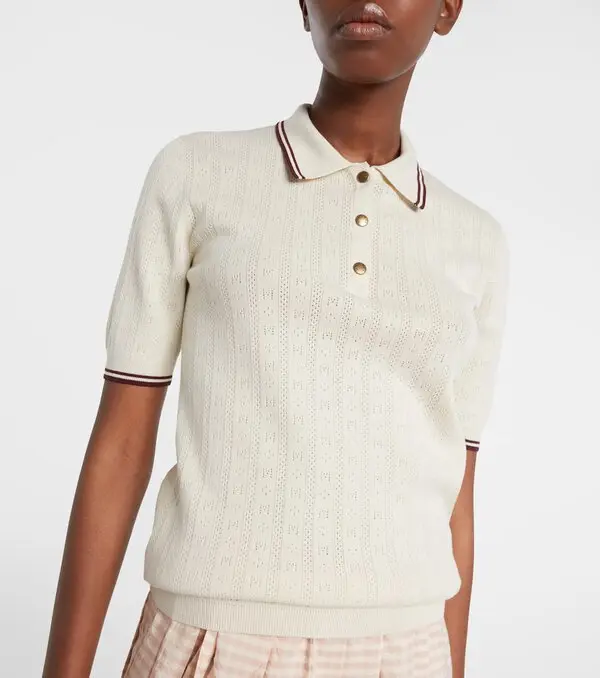 Moncler Pointelle Cotton Polo Shirt