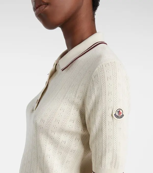 Moncler Pointelle Cotton Polo Shirt