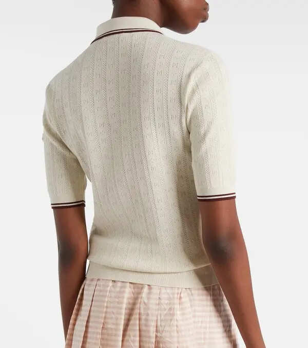 Moncler Pointelle Cotton Polo Shirt