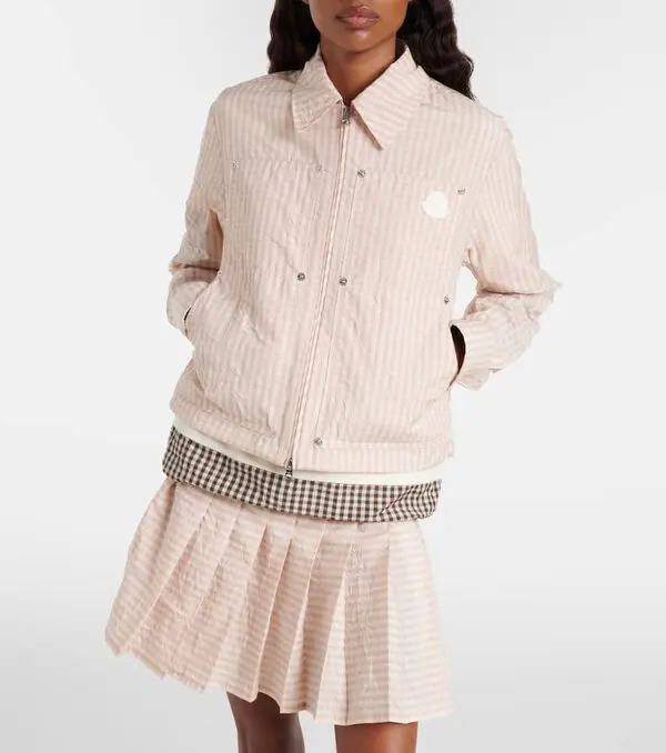 Moncler Gingham Cotton-blend Jacket - Pink