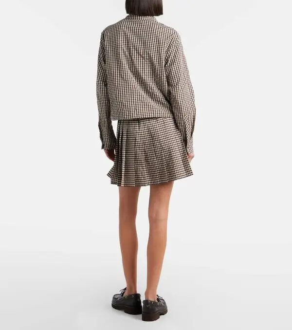 Moncler Gingham Cotton-blend Miniskirt - Brown