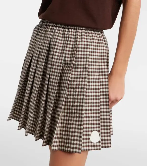 Moncler Gingham Cotton-blend Miniskirt - Brown