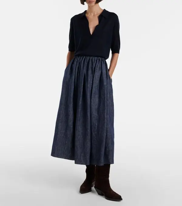 Gabriela Hearst Eloran Linen Midi Skirt