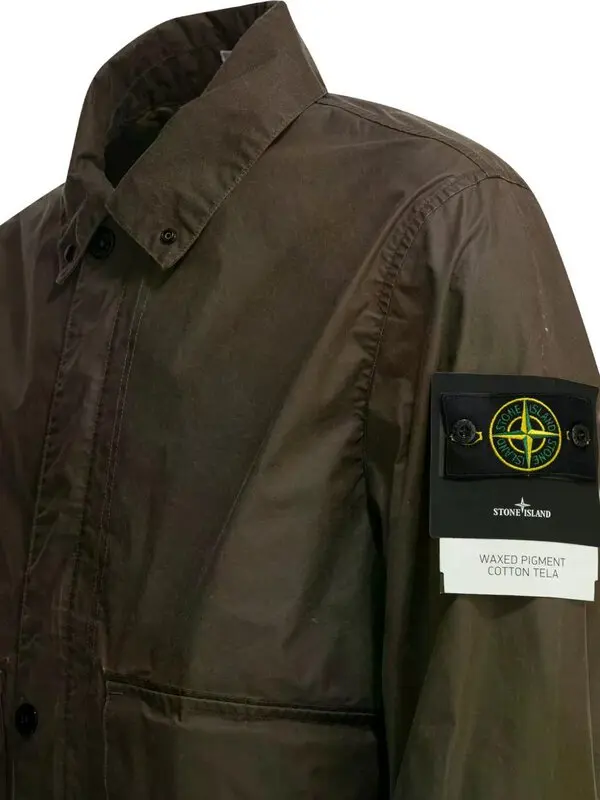 Stone Island Waxed Shirt Jacket With Flap Pockets