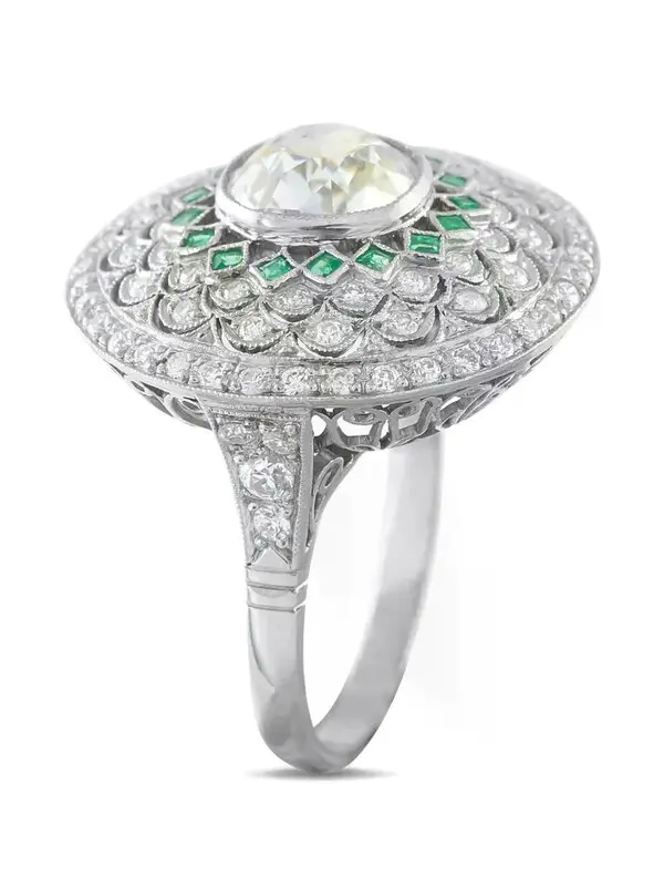 LB EXCLUSIVE Diamond And Emerald Ring - Silver