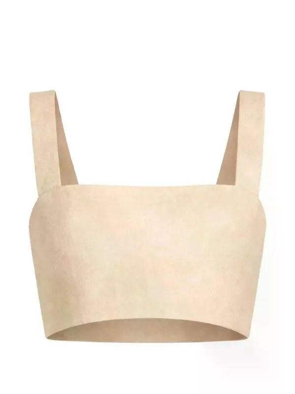 Elie Saab Printed Linen Crop Top