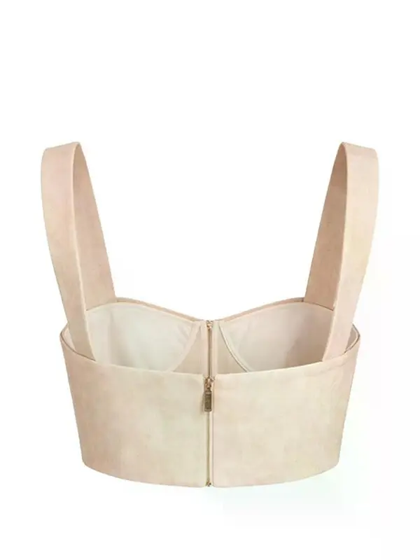 Elie Saab Printed Linen Crop Top