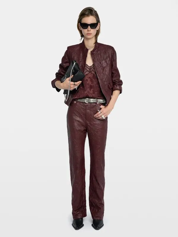 Zadig&Voltaire Evy Leather Flared Pants - Burgundy
