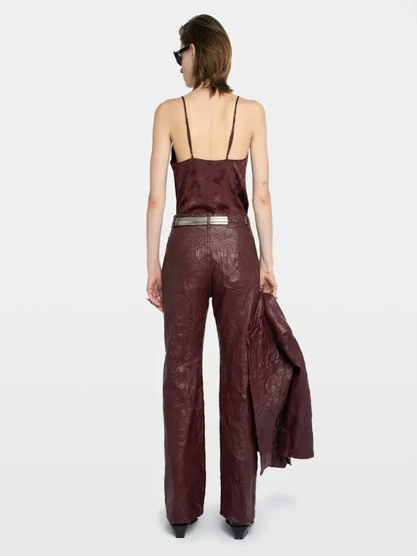 Zadig&Voltaire Evy Leather Flared Pants - Burgundy