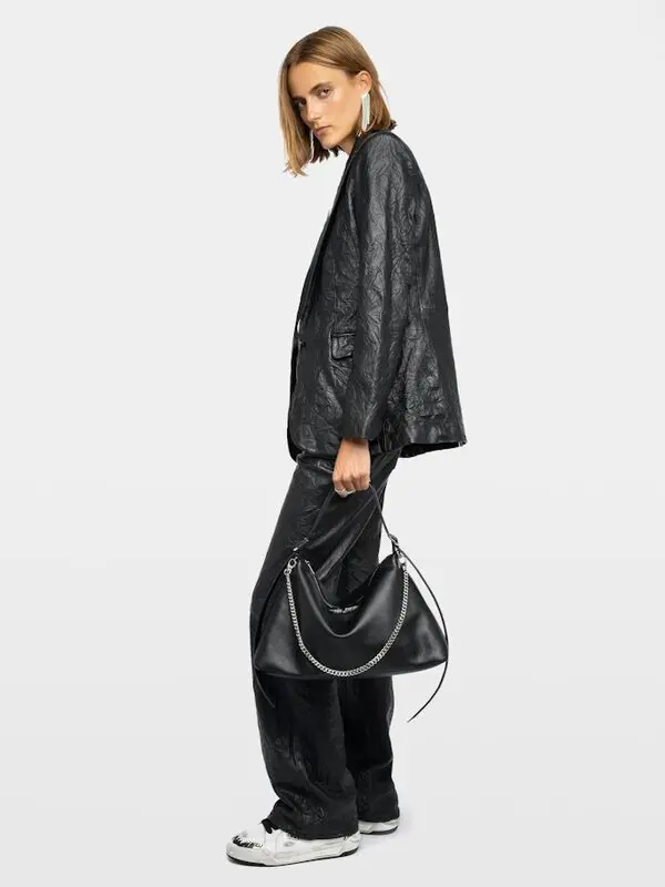 Zadig&Voltaire Valse Crinkled Leather Blazer - Black