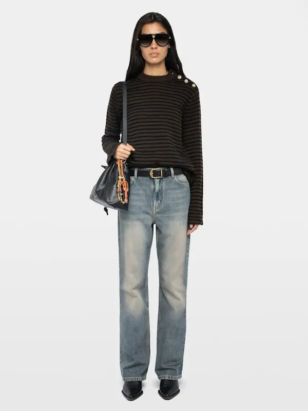 Zadig&Voltaire Striped Wool And Cashmere Sweater - Dark Chocolate