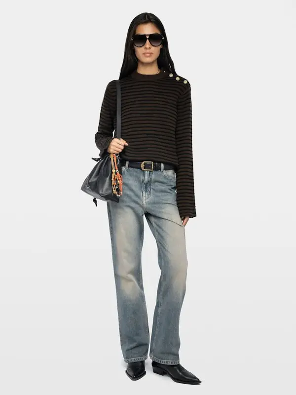Zadig&Voltaire Striped Wool And Cashmere Sweater - Dark Chocolate