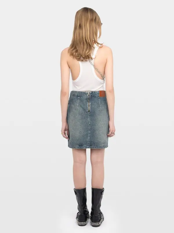 Zadig&Voltaire Julipe Denim Wrap Mini Skirt - Medium Blue