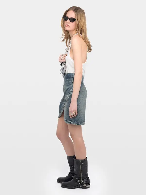 Zadig&Voltaire Julipe Denim Wrap Mini Skirt - Medium Blue