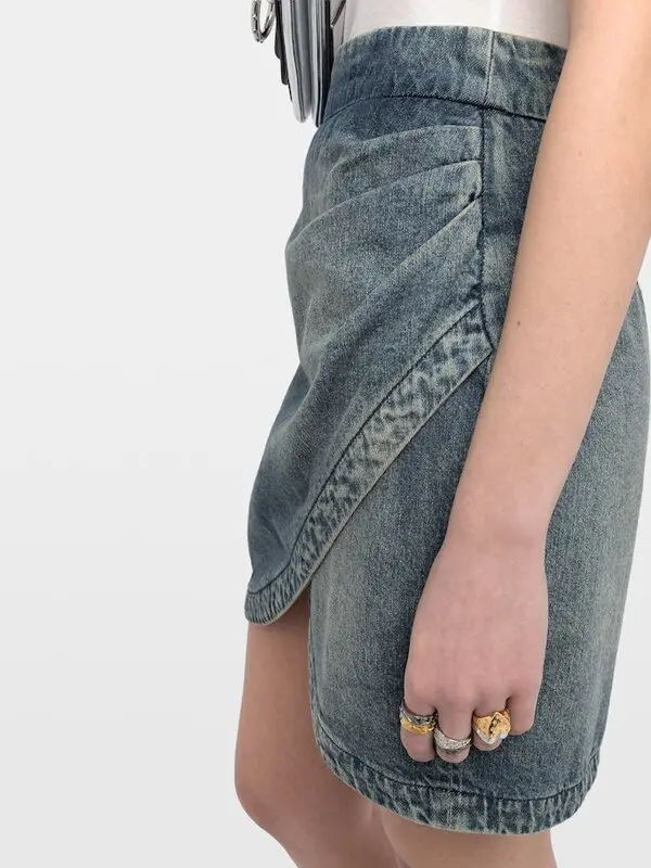 Zadig&Voltaire Julipe Denim Wrap Mini Skirt - Medium Blue